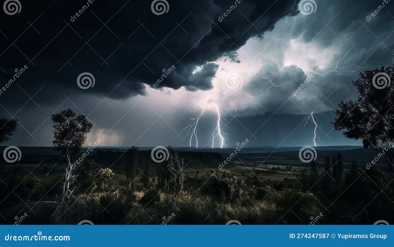 Spooky Electricity Illuminates Dramatic Storm Cloud Landscape Generated ...