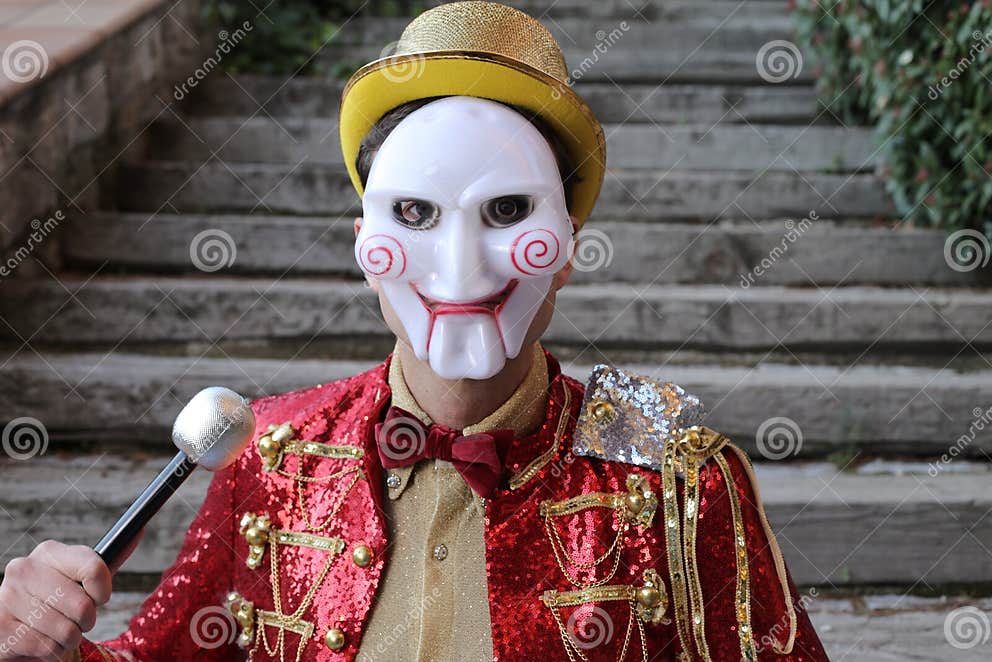 Spooky Elegant Host Wearing a Mask Stock Image - Image of fear, danger ...