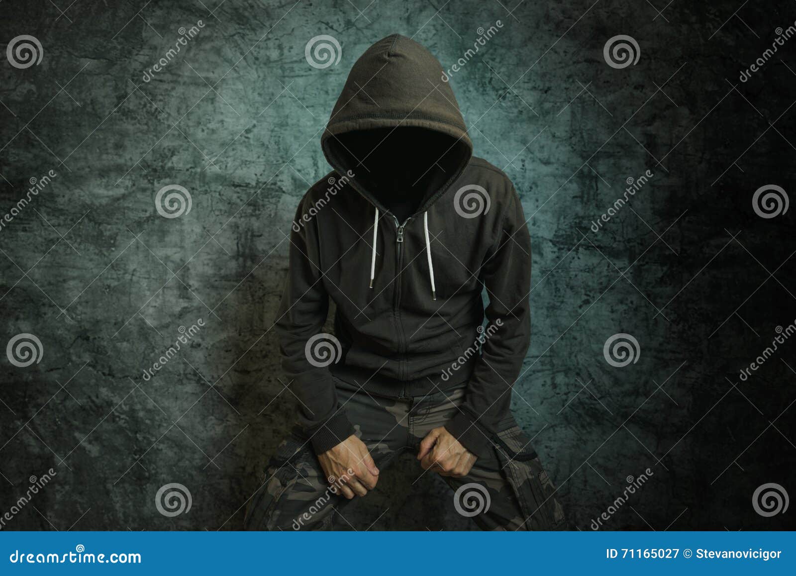 Spooky Evil Criminal Person with Hooded Jacket Stock Image - Image of ...