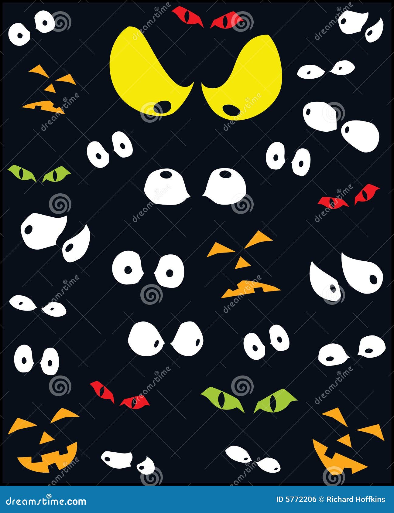Spooky Eyes stock illustration. Illustration of cats, dark - 5772206