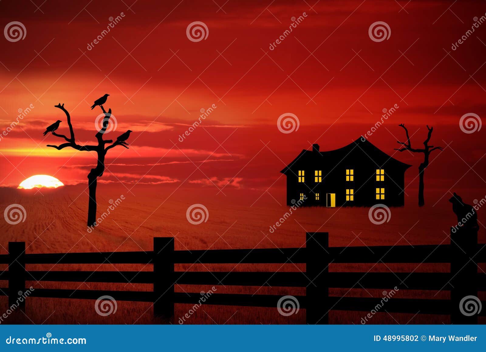 Spooky Farm House stock photo. Image of house, orange - 48995802