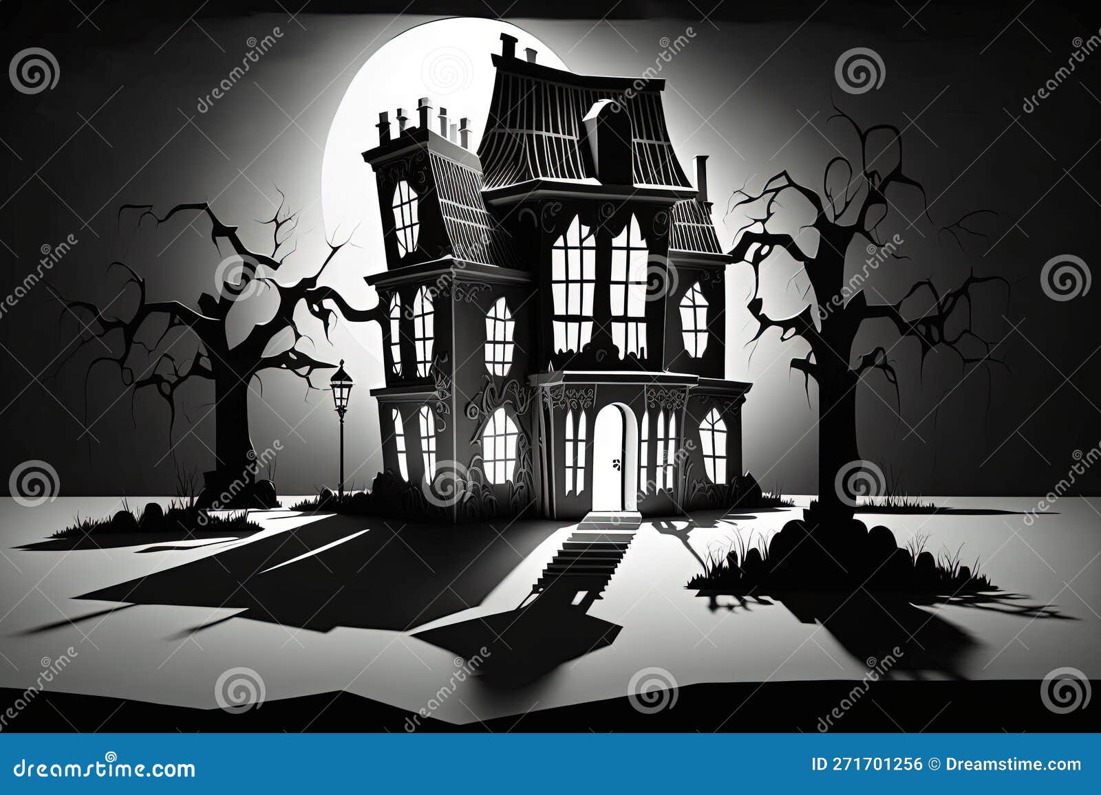 A Spooky, Foreboding Mansion Filled with Shadows and Gloomy Atmosphere ...