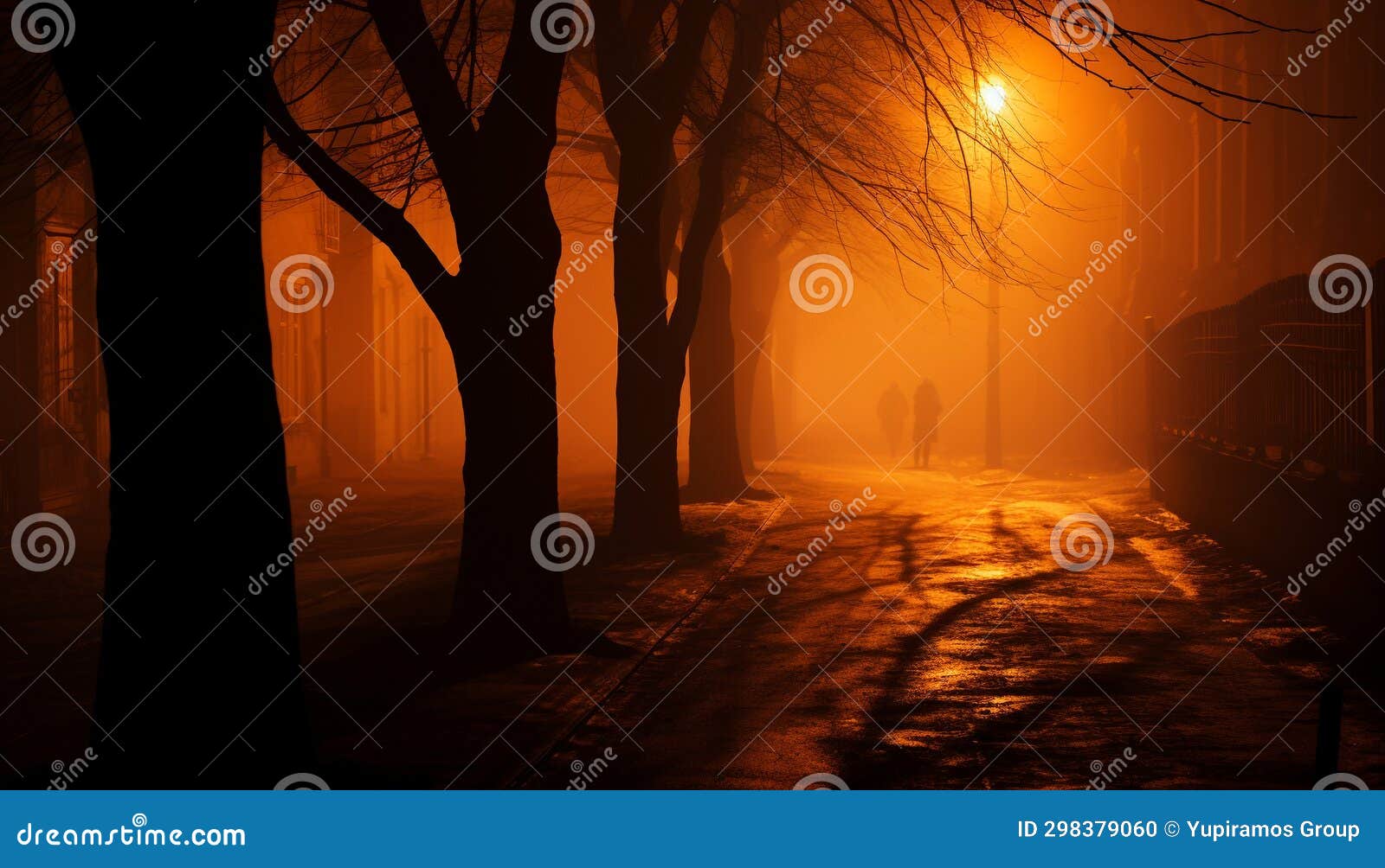 Spooky Forest at Dusk, Mysterious Silhouette in the Dark Generated by ...
