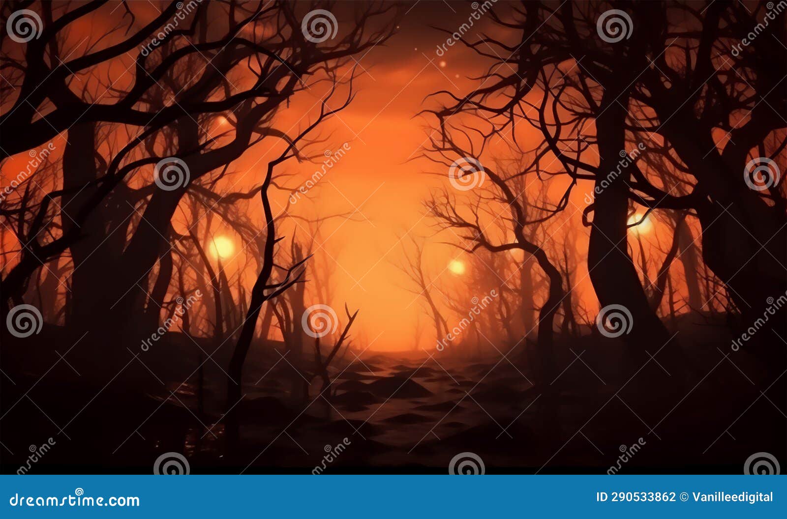 Spooky Forest Backdrop A Hidden Deer In A Lifelike Portrayal Royalty ...