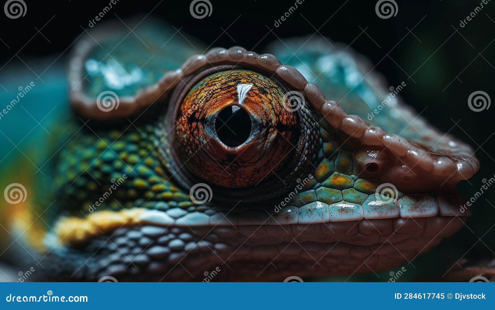 Spooky Gecko Staring with Cute Horned Portrait in Selective Focus ...