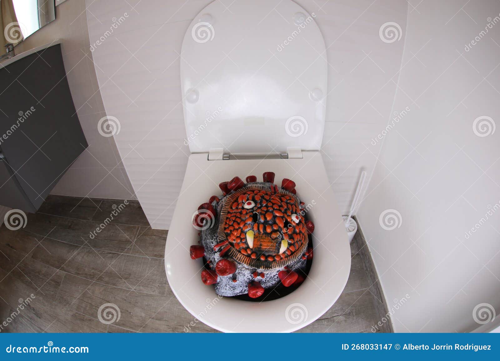 Spooky Germ Inside Toilet Seat Stock Image - Image of bathroom, funny ...