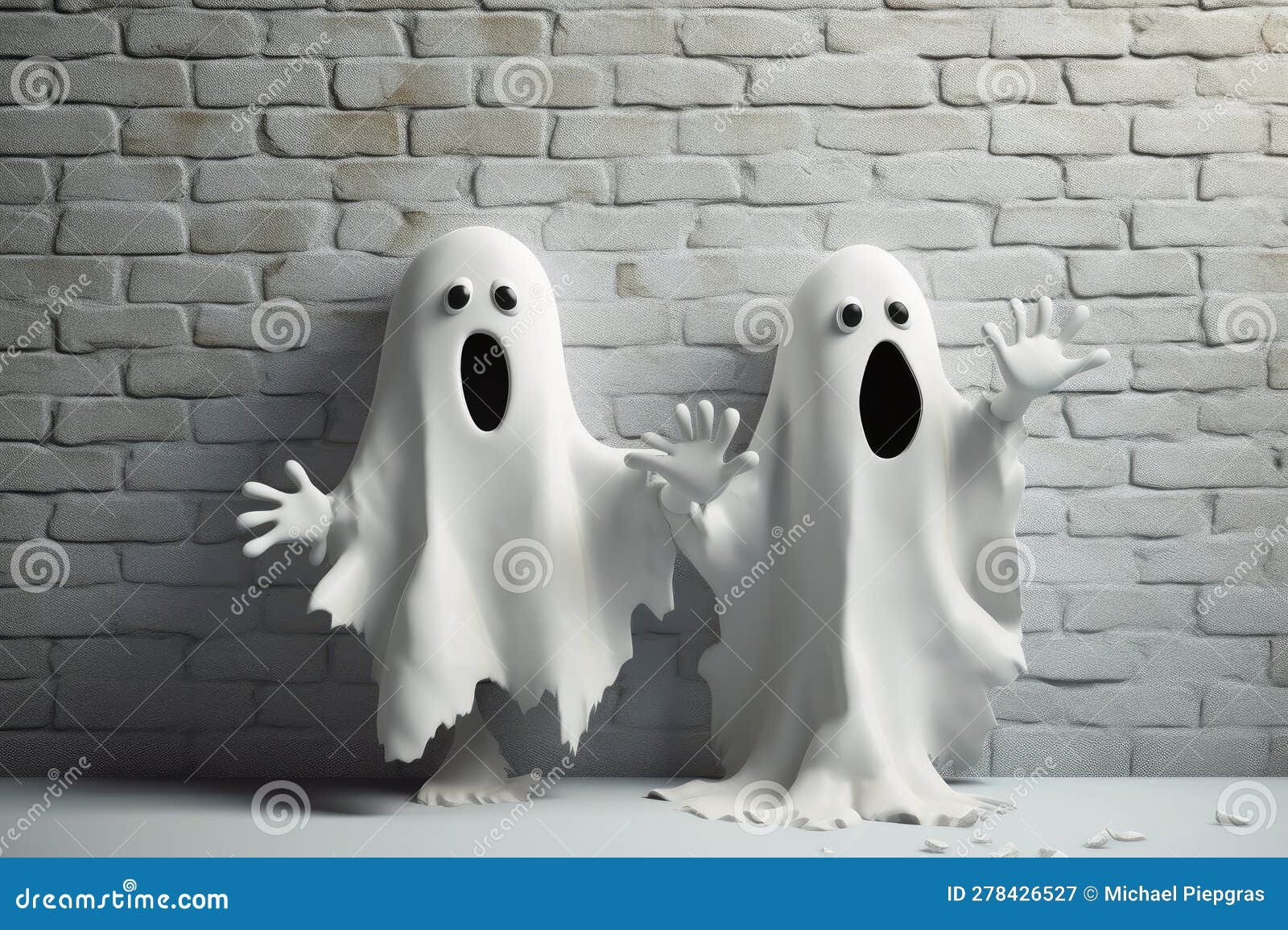 Spooky Ghost Creatures Coming Out of the Wall Created with Generative ...