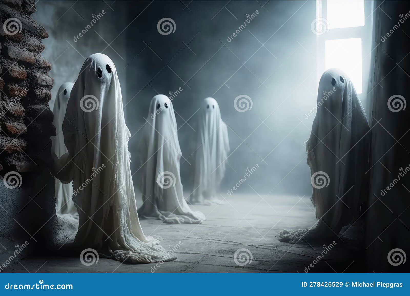 Spooky Ghost Creatures Coming Out of the Wall Created with Generative ...