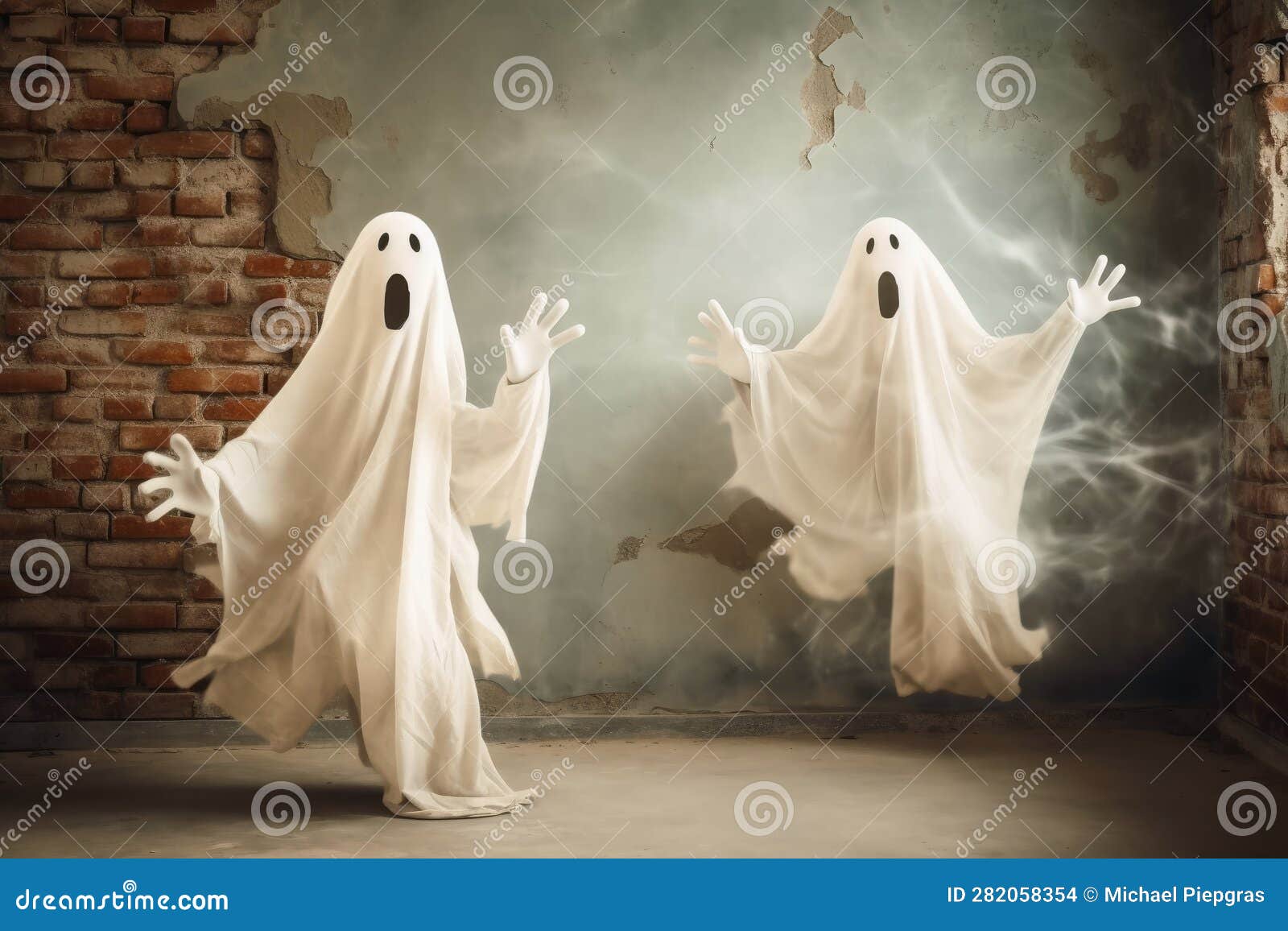 Spooky Ghost Creatures Coming Out of the Wall Created with Generative ...