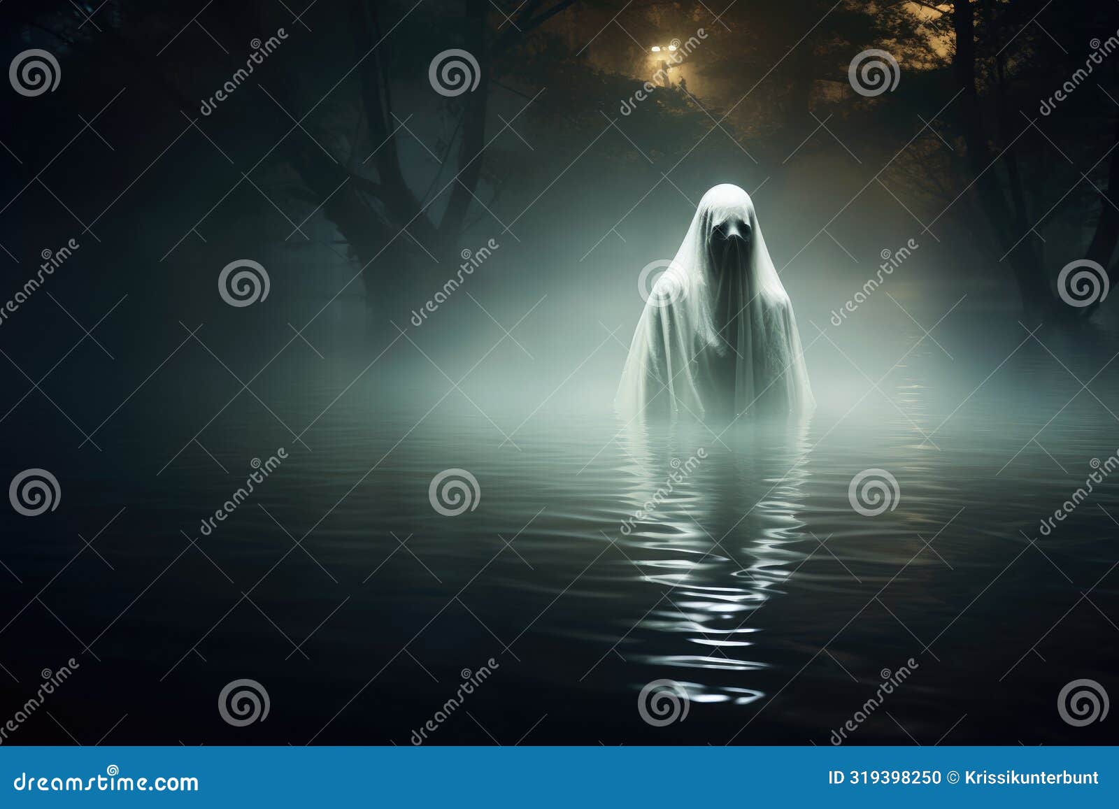 Spooky Ghost in Lake AI Generated Stock Illustration - Illustration of ...