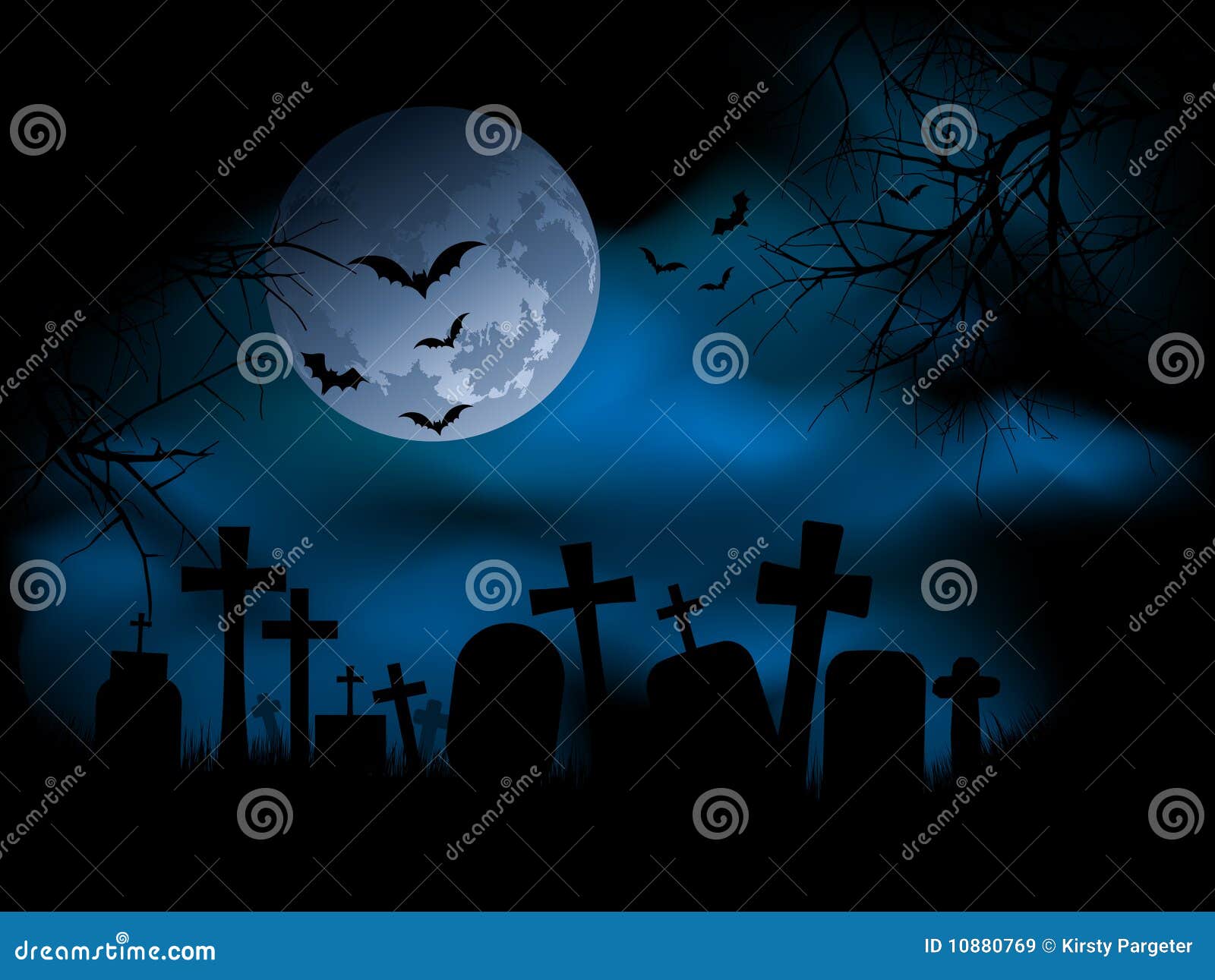 Spooky Graveyard Scene At Sunset, Featuring Large Tree With Hollow ...