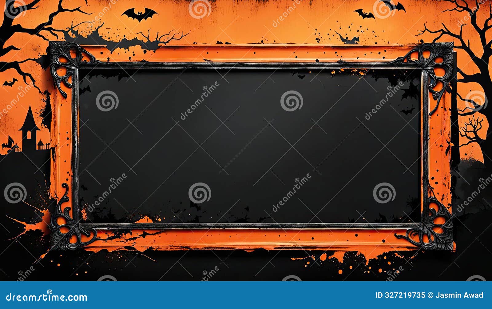 Spooky Halloween Background Frame with Copy Space Stock Illustration ...