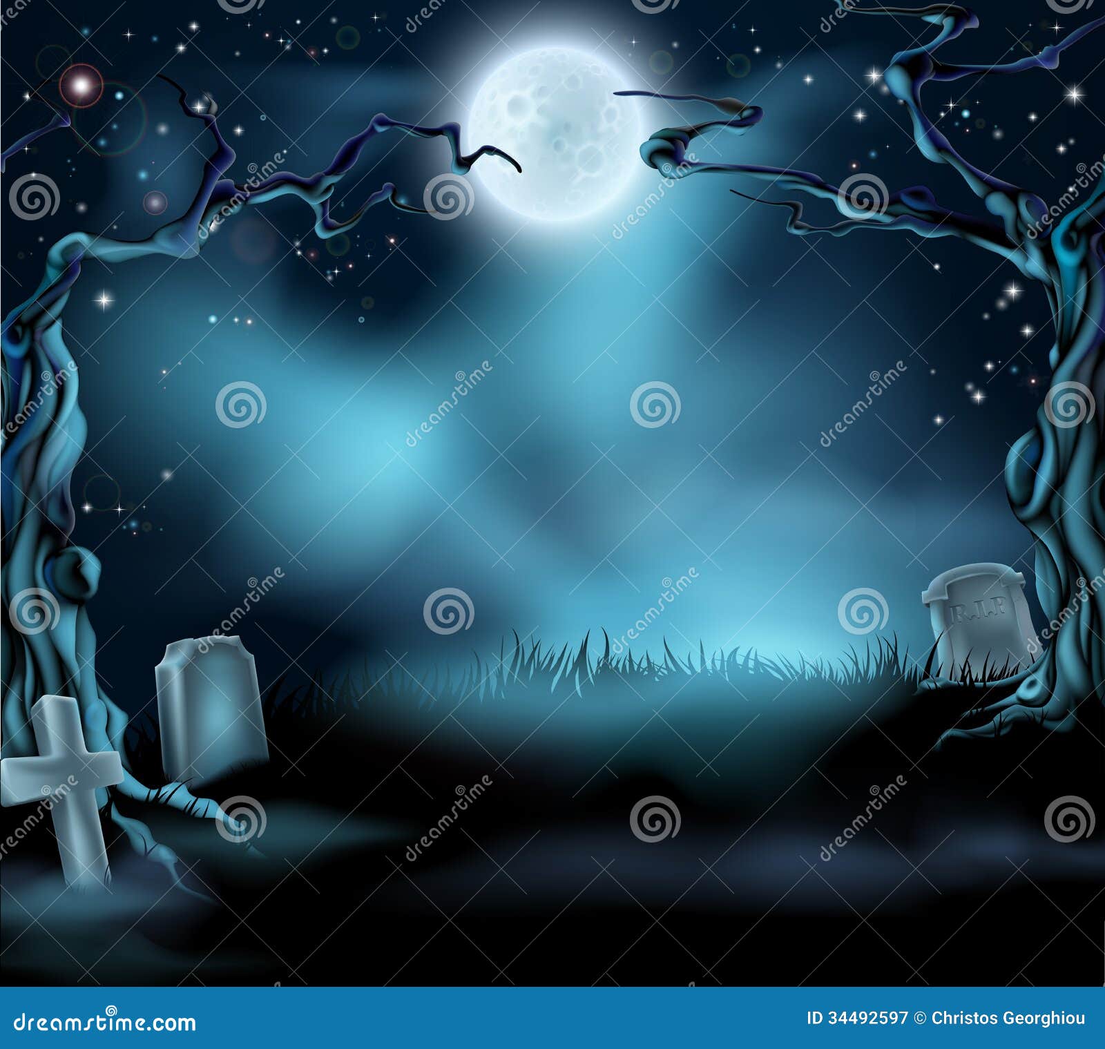 Spooky Halloween Background Scene Stock Vector - Illustration of branch ...