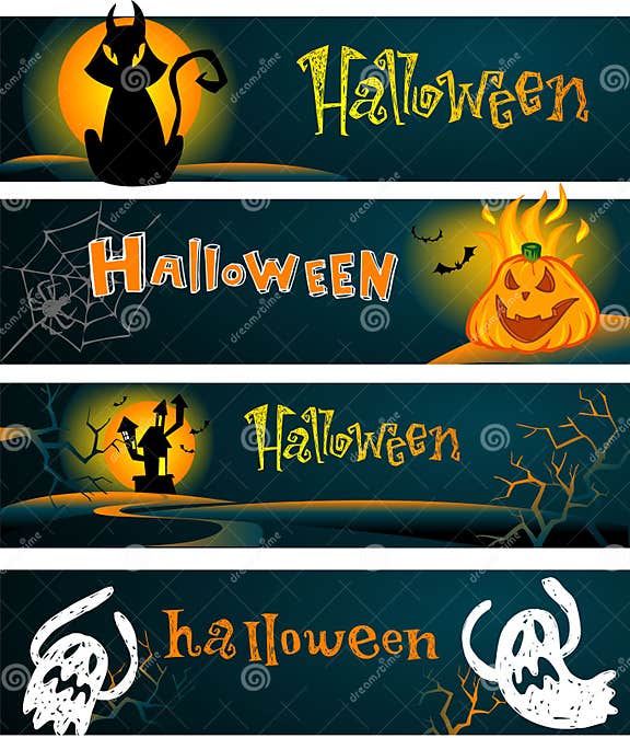 Spooky Halloween banners stock vector. Illustration of blank - 16434239