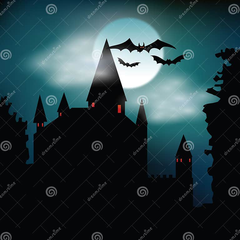 Spooky halloween castle stock vector. Illustration of bird - 26804789