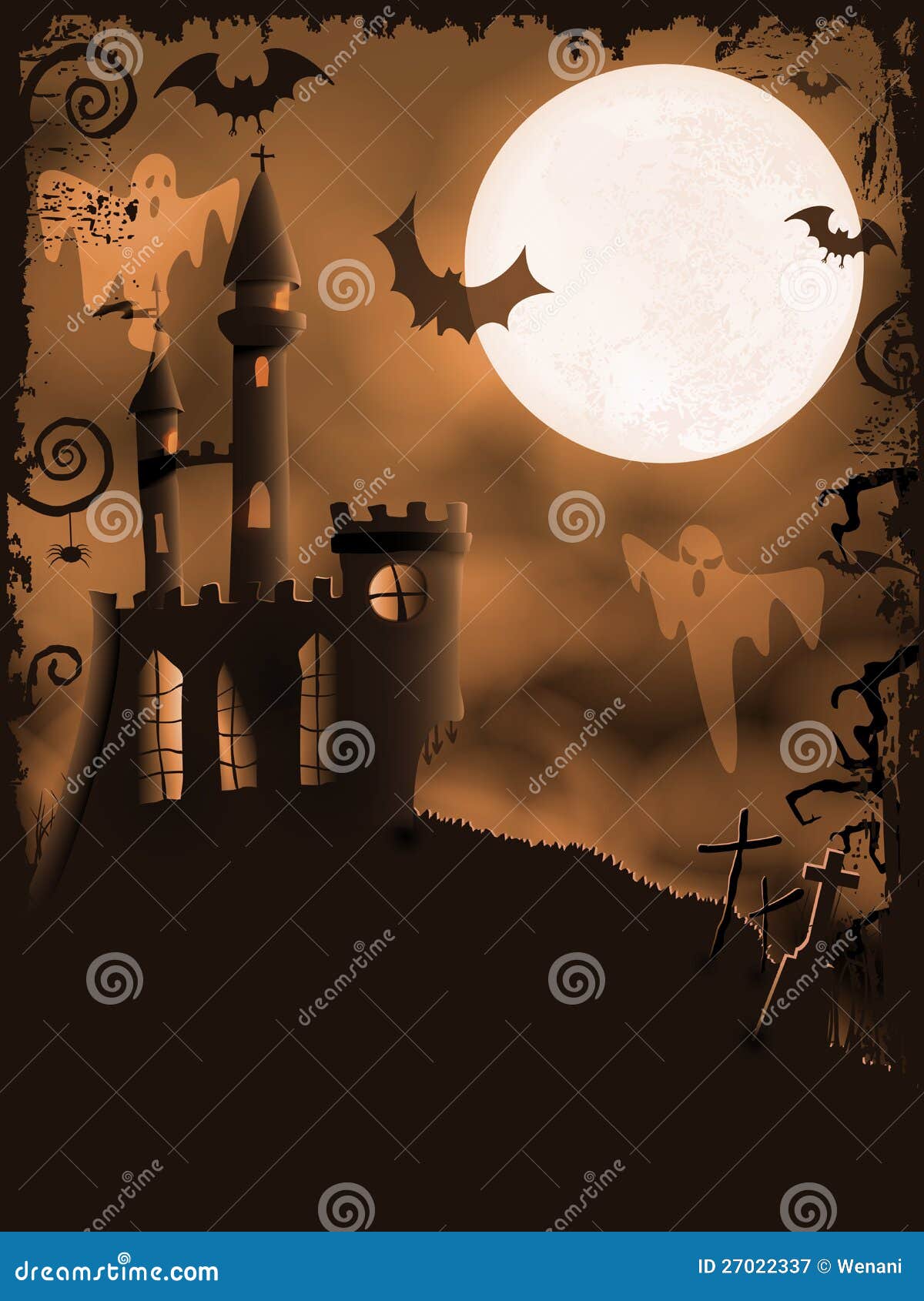 Spooky Halloween Castle, Vector Background Stock Vector - Illustration ...