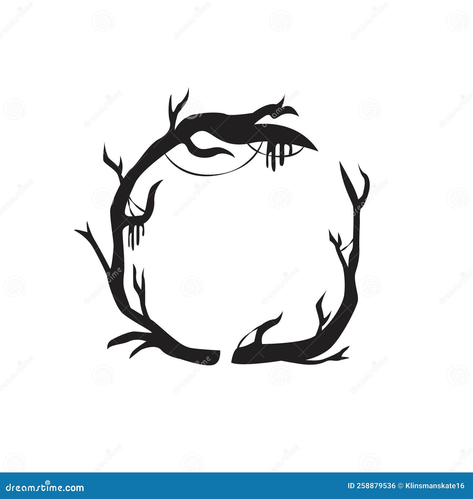 Spooky Halloween Frame Tree Design Vector Stock Vector - Illustration ...