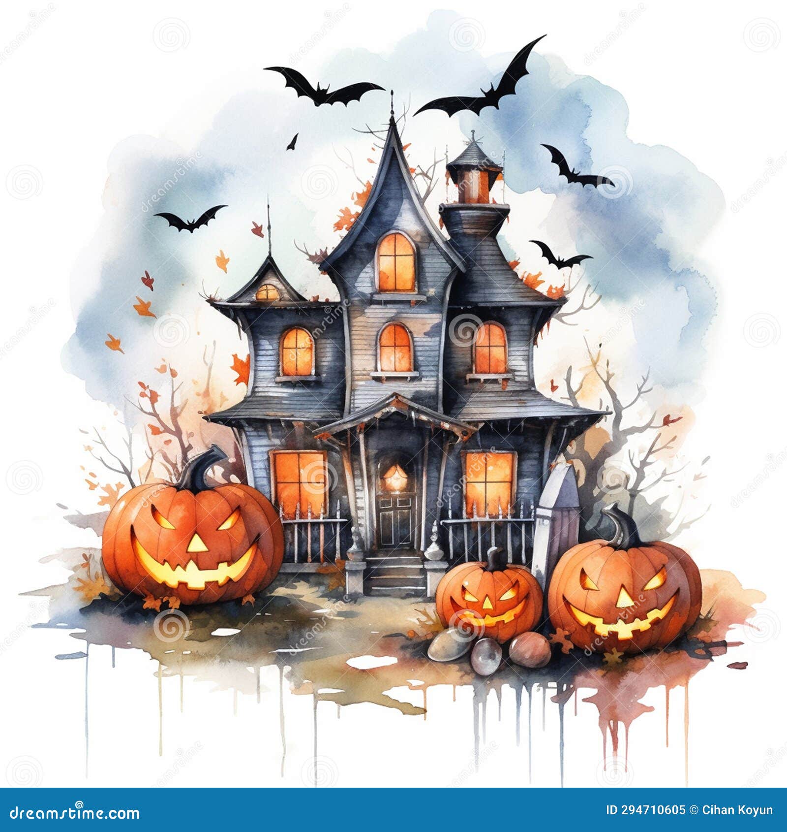 Spooky Halloween Ghost Peeking Out Stock Illustration - Illustration of ...