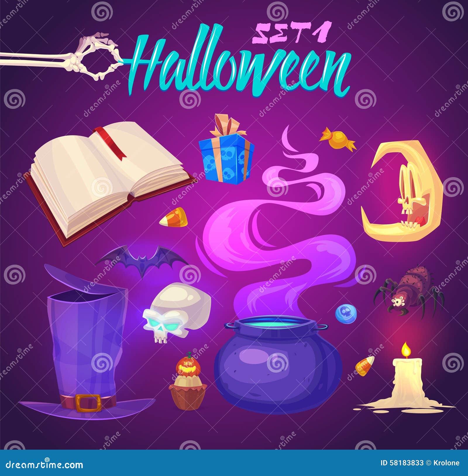 Spooky Halloween Objects. Vector Illustration Stock Vector ...
