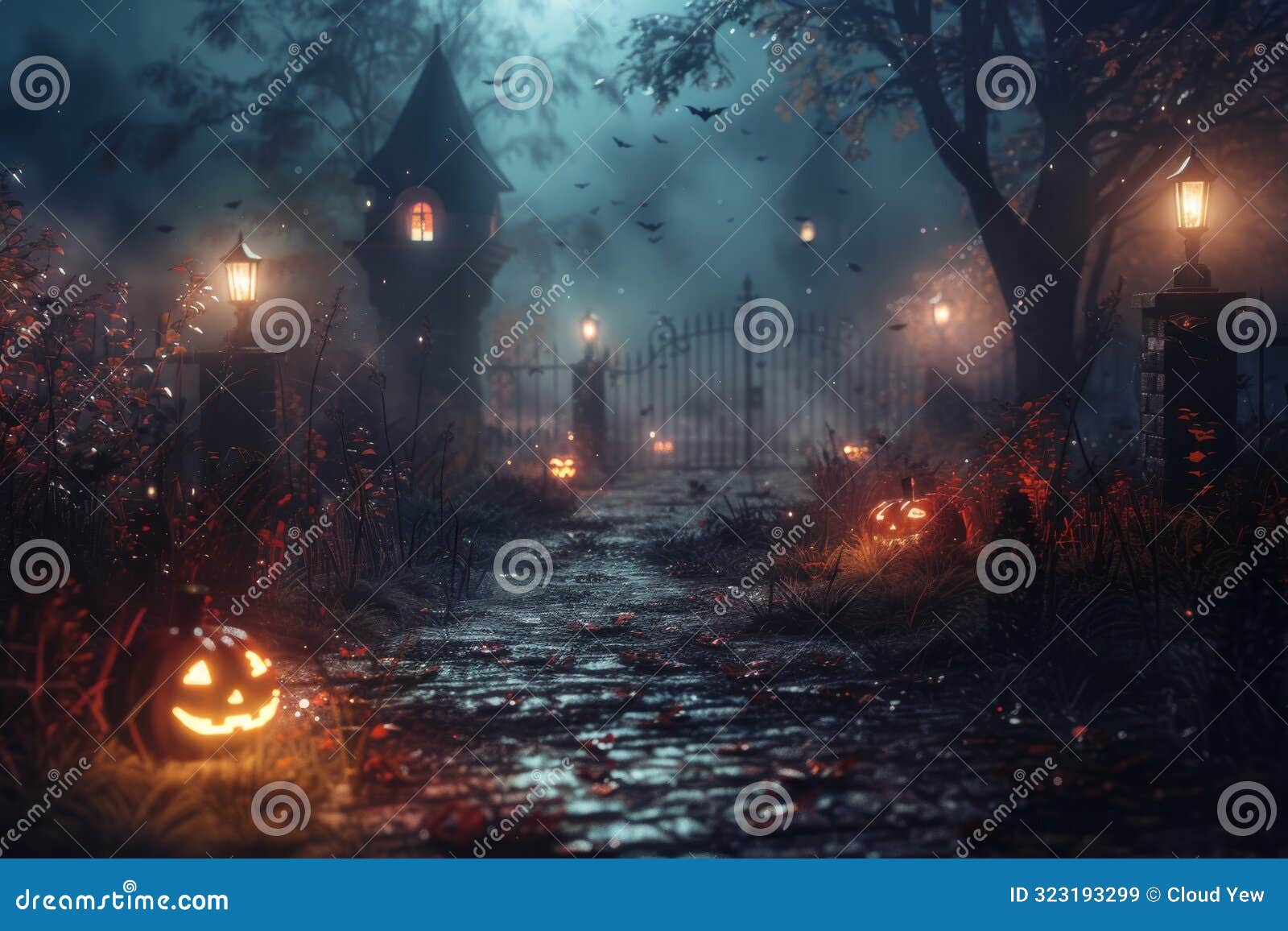 Spooky Halloween Pathway Layout Background Stock Illustration ...