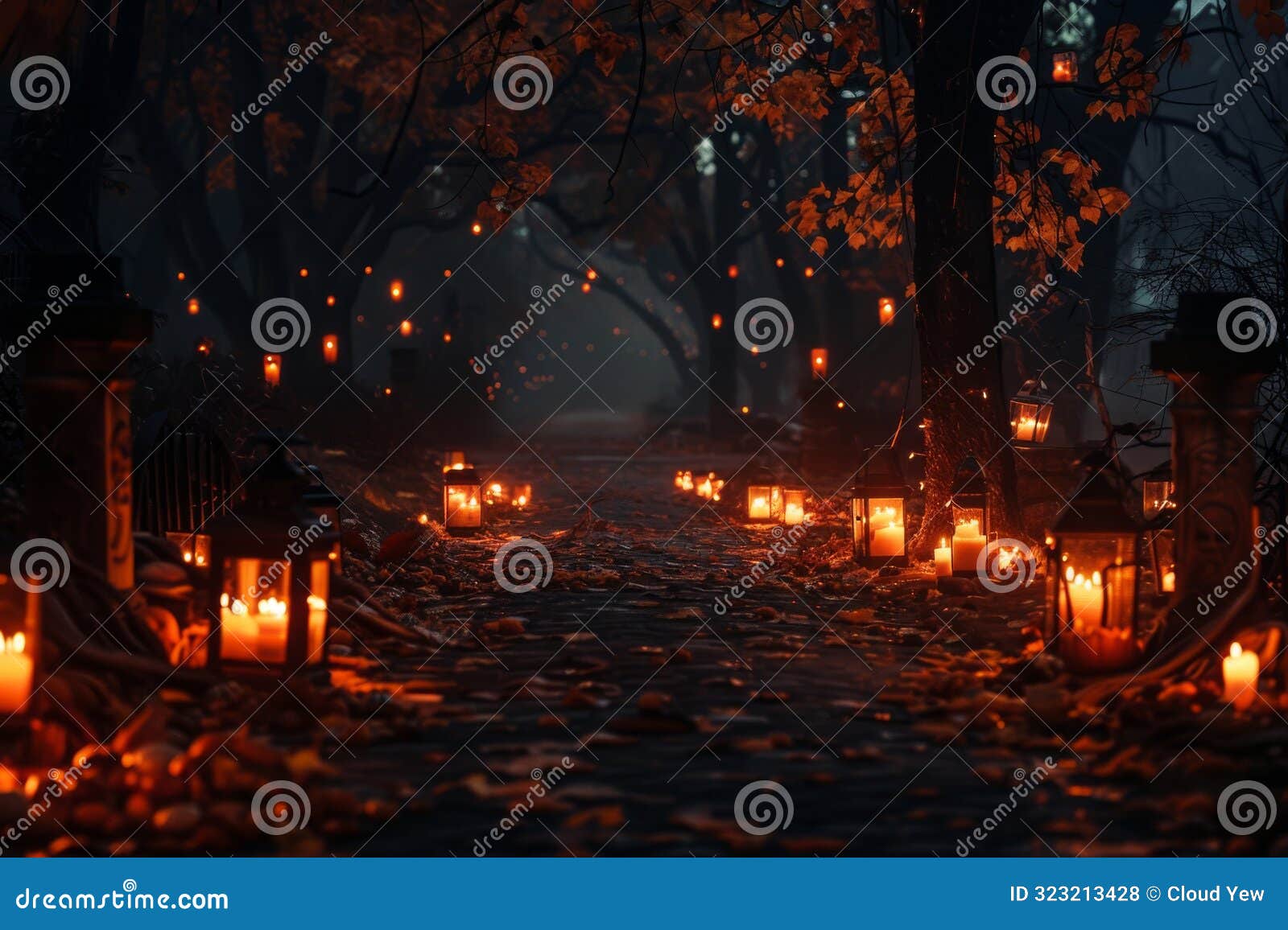 Spooky Halloween Pathway Layout Background Stock Illustration ...
