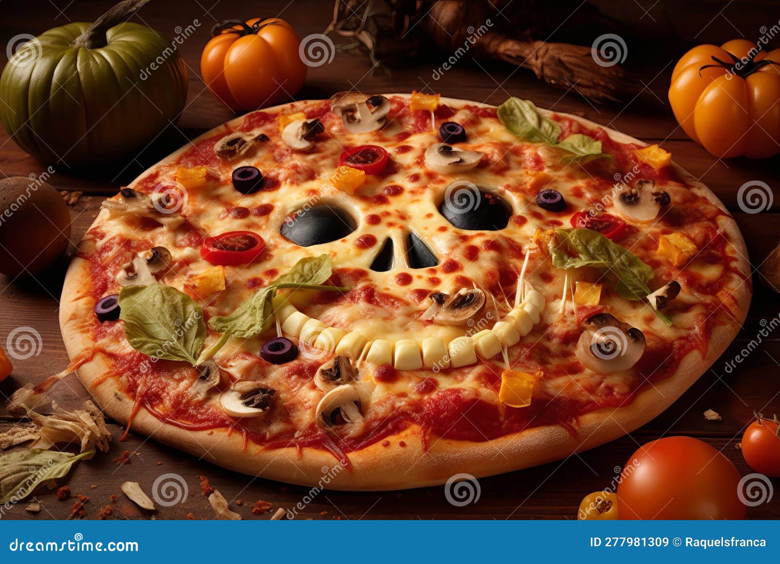 Spooky halloween pizza stock illustration. Illustration of homemade ...