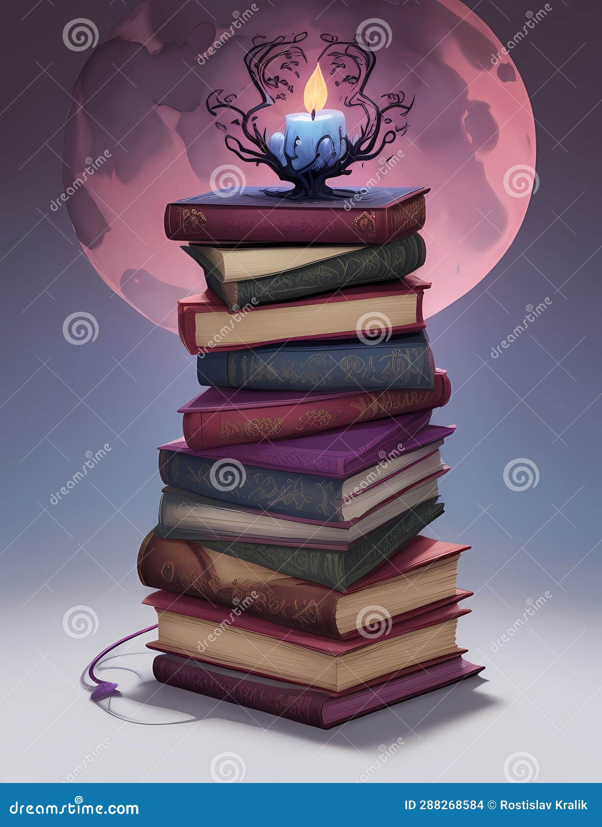 Spooky Halloween Stack of Books Stock Illustration - Illustration of ...
