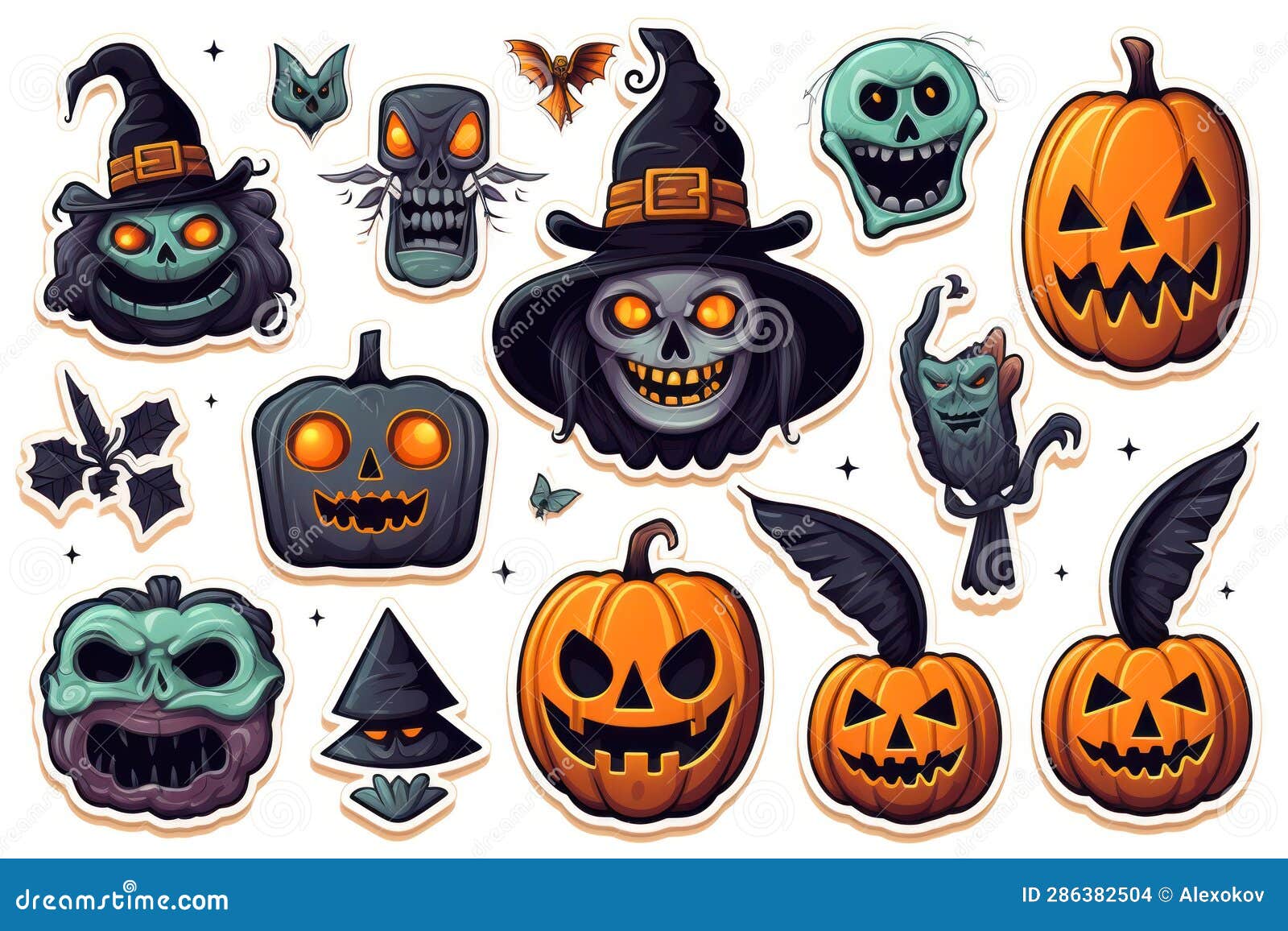 Spooky Halloween Stickers on White Background AI Generated Stock ...