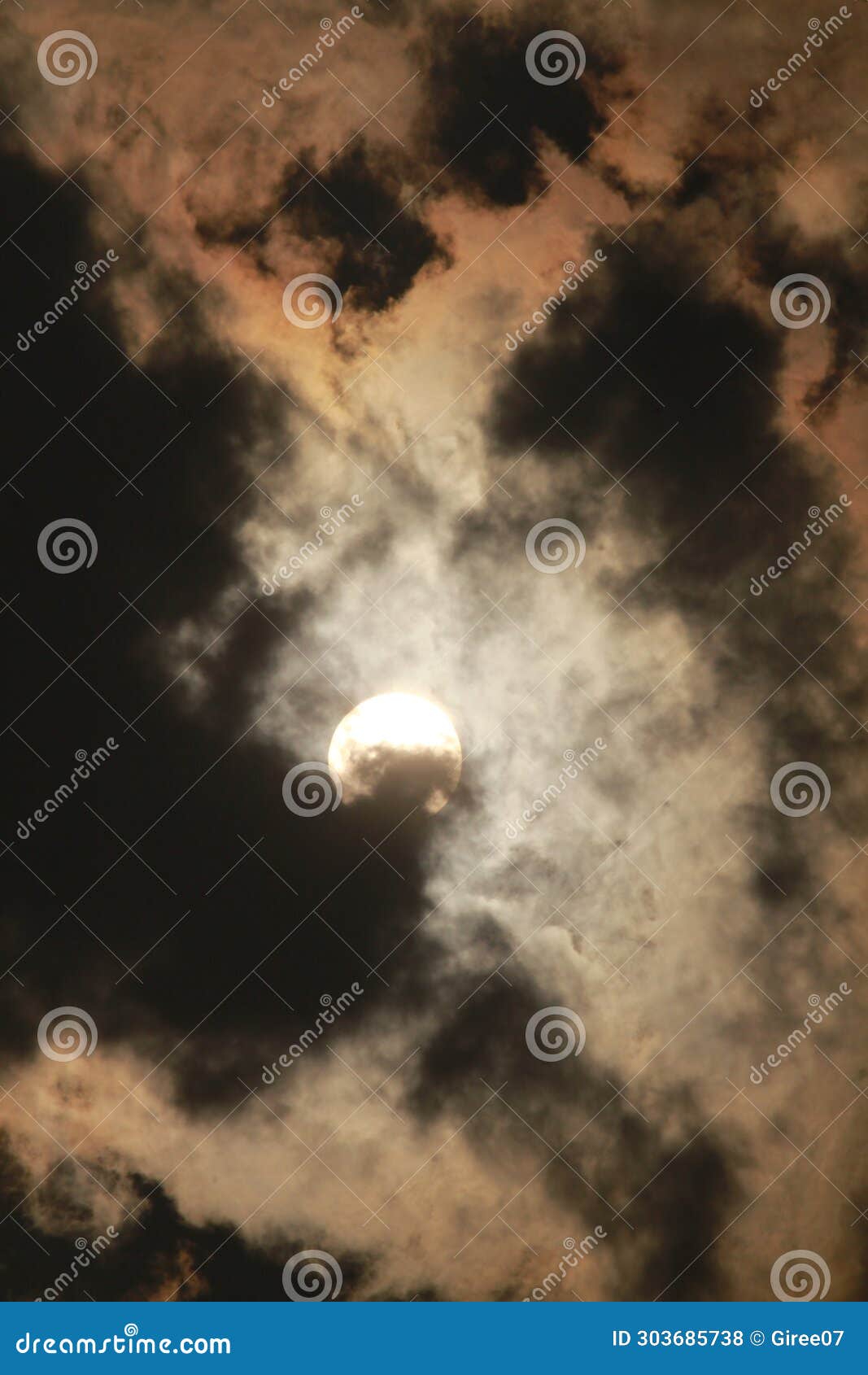 Spooky Halloween Sun with Dark Clouds Stock Photo - Image of background ...
