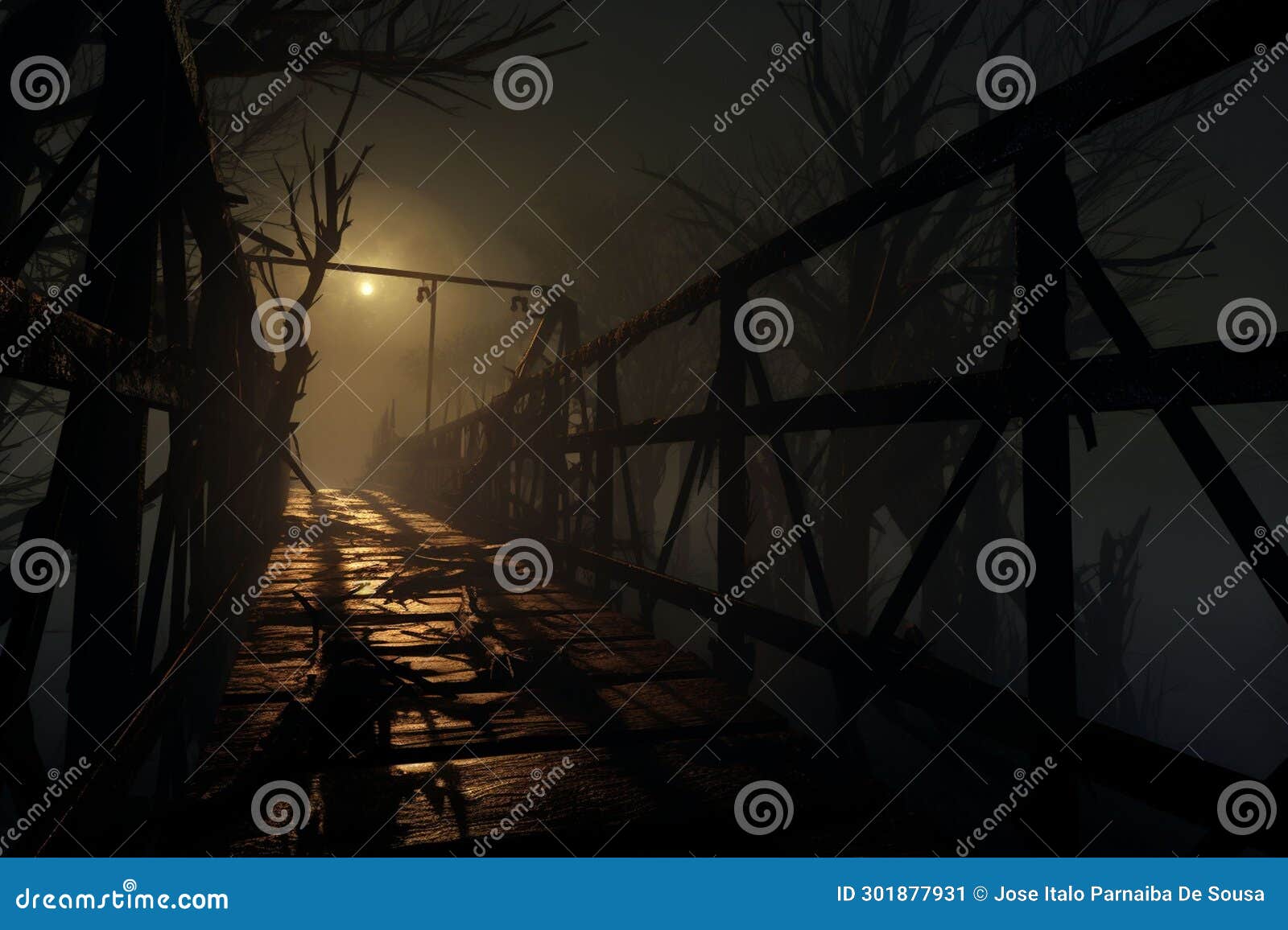Spooky Haunted Bridge Shadows Shadows Cast on a Stock Illustration ...