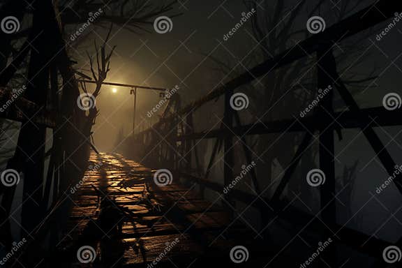 Spooky Haunted Bridge Shadows Shadows Cast on a Stock Illustration ...