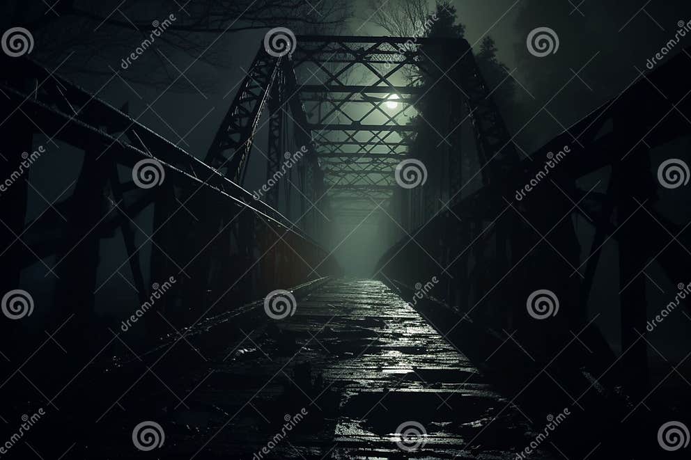 Spooky Haunted Bridge Shadows Shadows Cast on a Stock Illustration ...