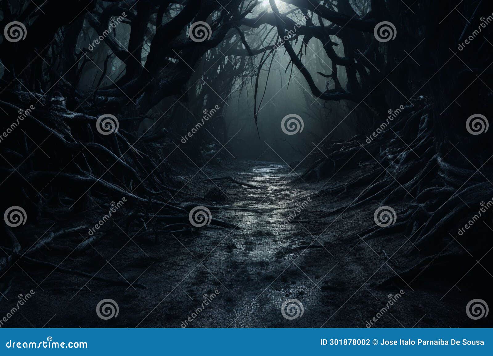 Spooky Haunted Trail Shadows Shadows Cast on a Stock Illustration ...