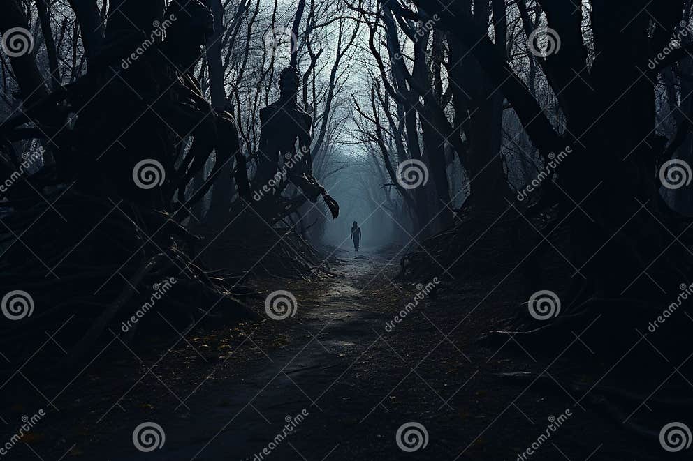 Spooky Haunted Trail Shadows Shadows Cast on a Stock Image - Image of ...