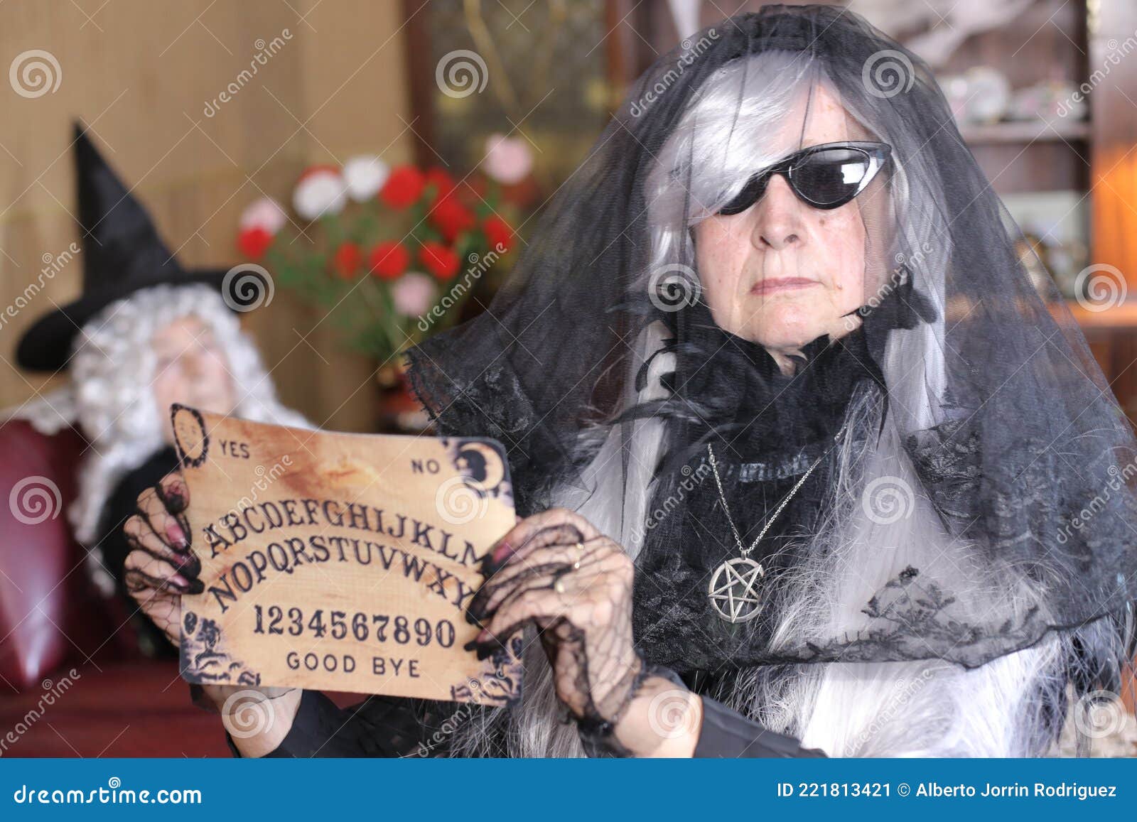 Spooky Lady Holding Ouija Board Stock Image - Image of fantasy ...