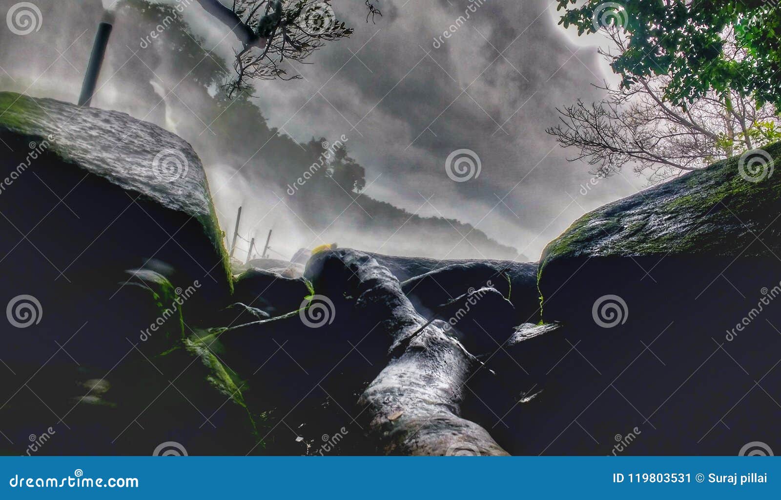 Spooky waterfall stock image. Image of spooky, landscape - 119803531