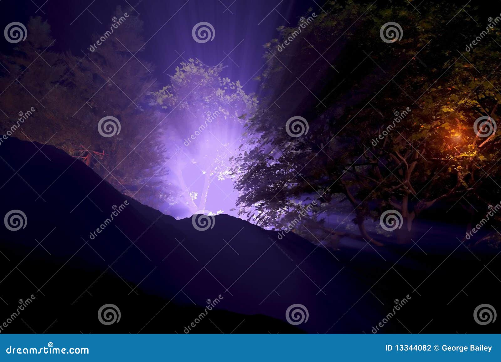 Spooky lights at Night stock illustration. Illustration of outdoors ...