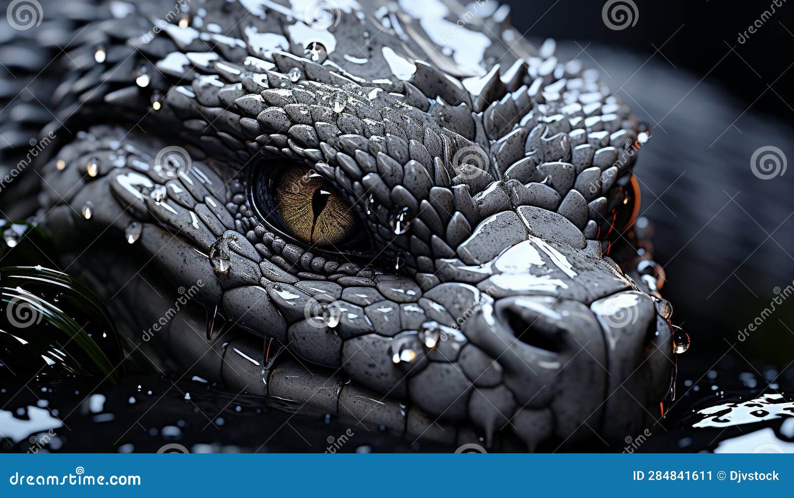 Spooky Lizard Looking at Camera in Dark Tropical Forest Generated by AI ...