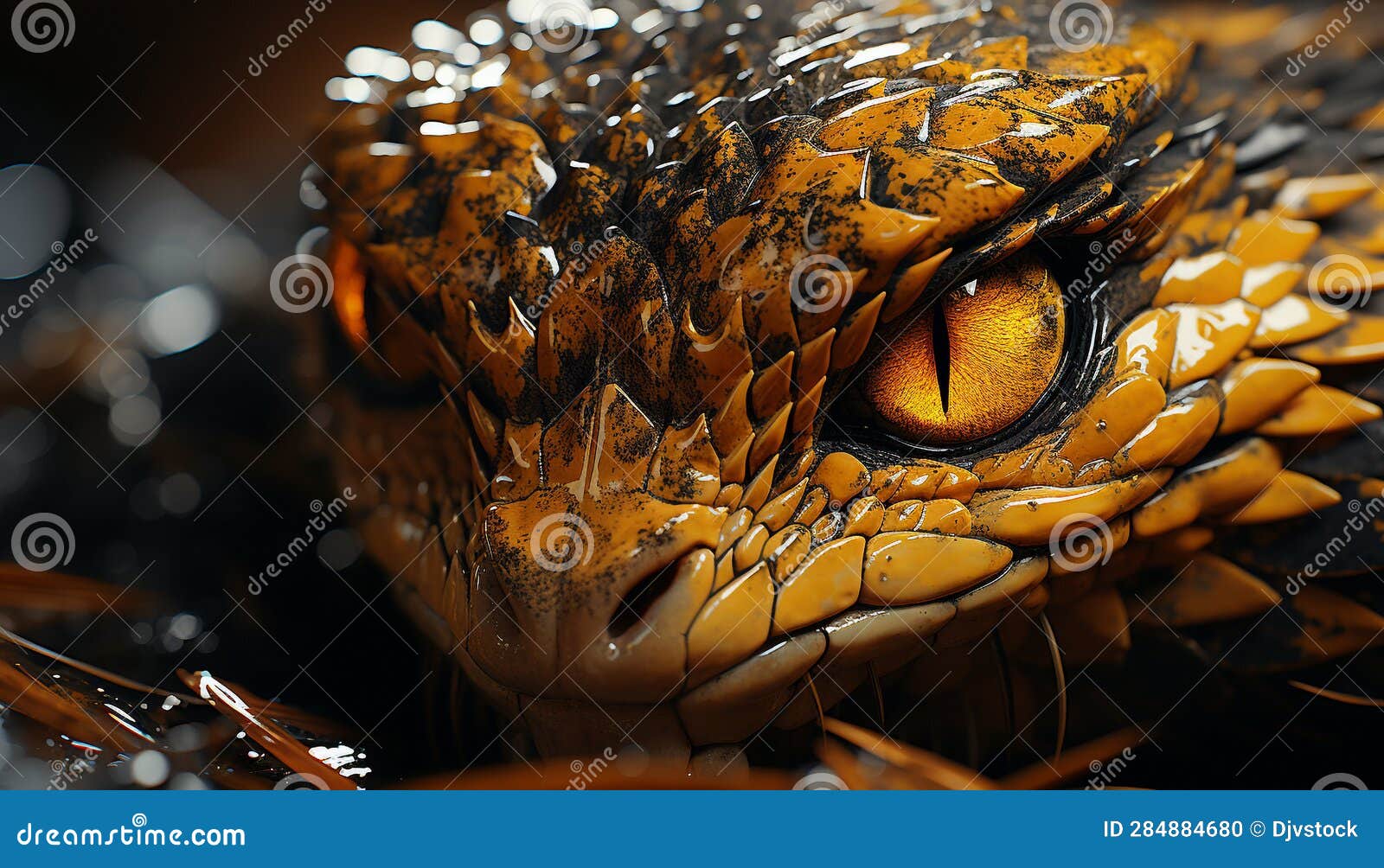 A Spooky Lizard Looking in the Night, a Dangerous Predator Generated by ...