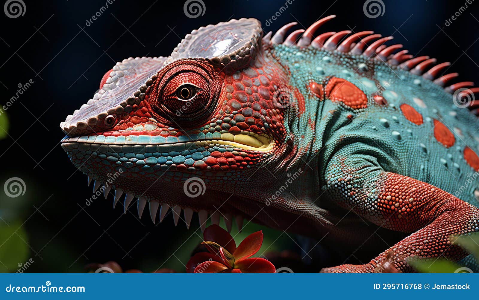 Spooky Lizard in Tropical Rainforest, Looking at Camera Generated by AI ...