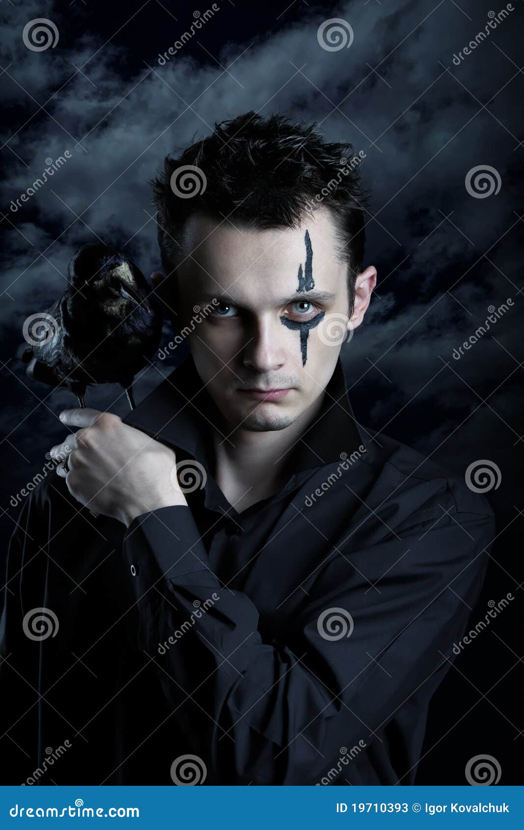 Spooky man with crow stock image. Image of corbie, dark - 19710393