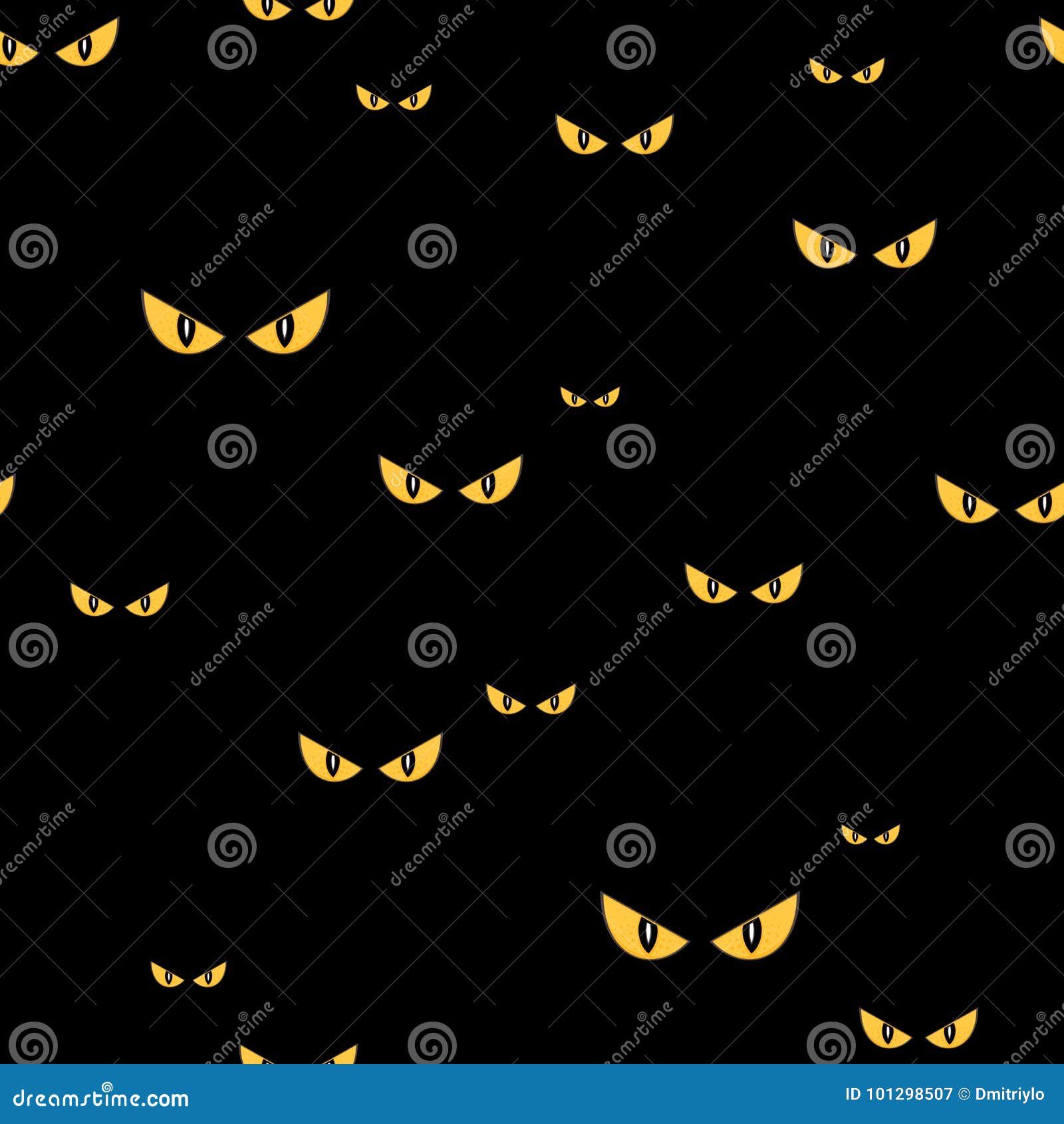 Spooky Monster Eyes in the Dark Halloween Seamless Vector Pattern Stock ...