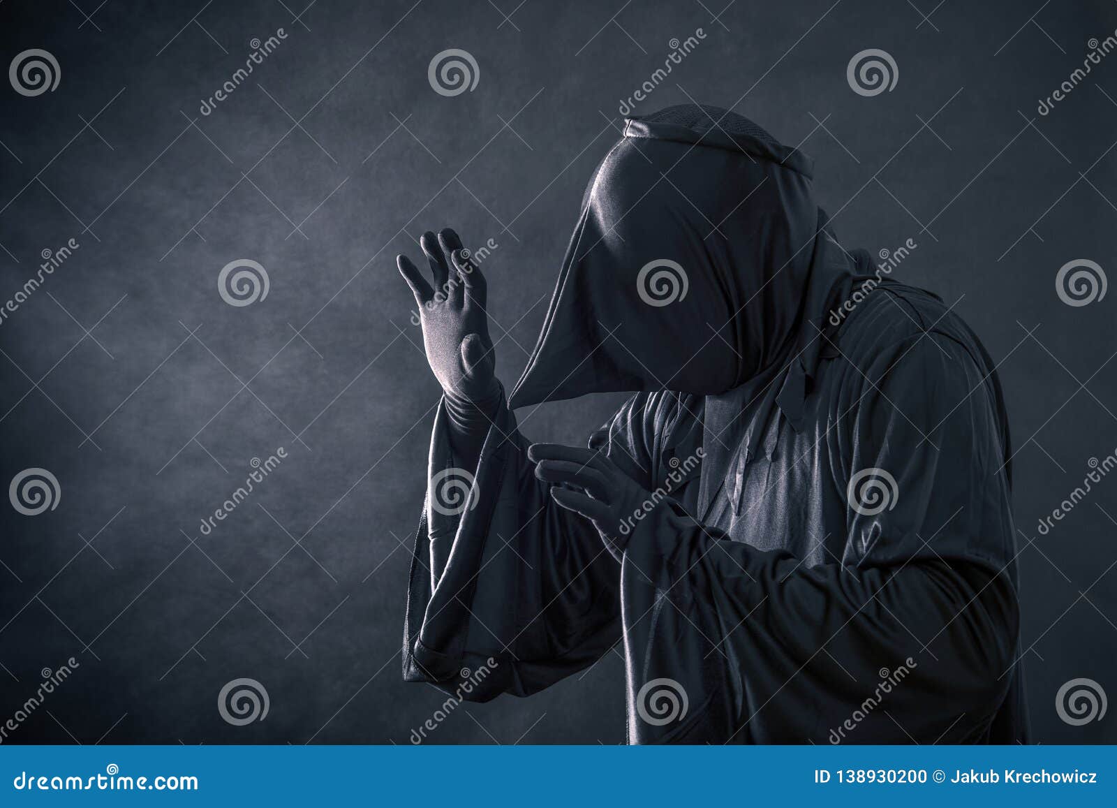 Spooky Monster in Hooded Cloak Stock Photo - Image of danger, awful ...