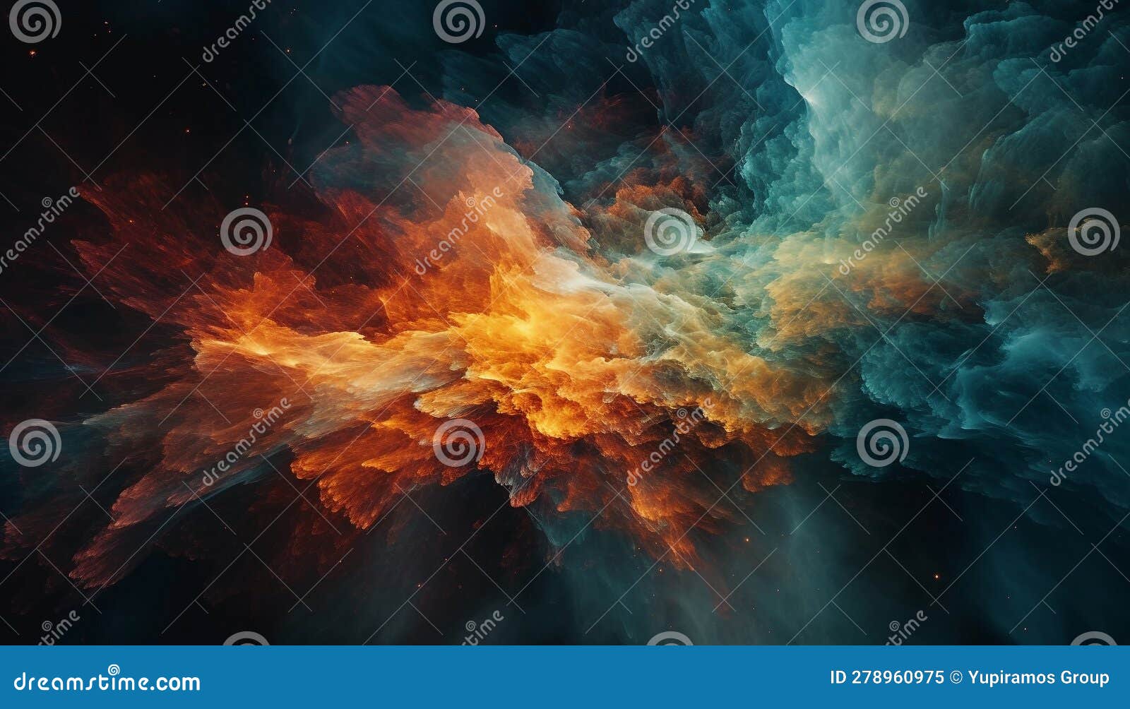 Spooky, Multi Colored Galaxy Explodes in Abstract, Futuristic Computer ...