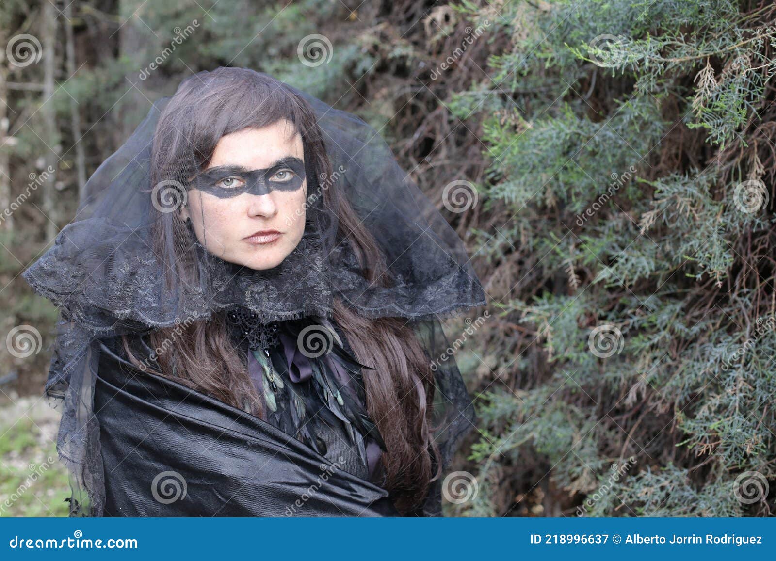 Spooky Mysterious Lady in the Forest Stock Image - Image of glamour ...