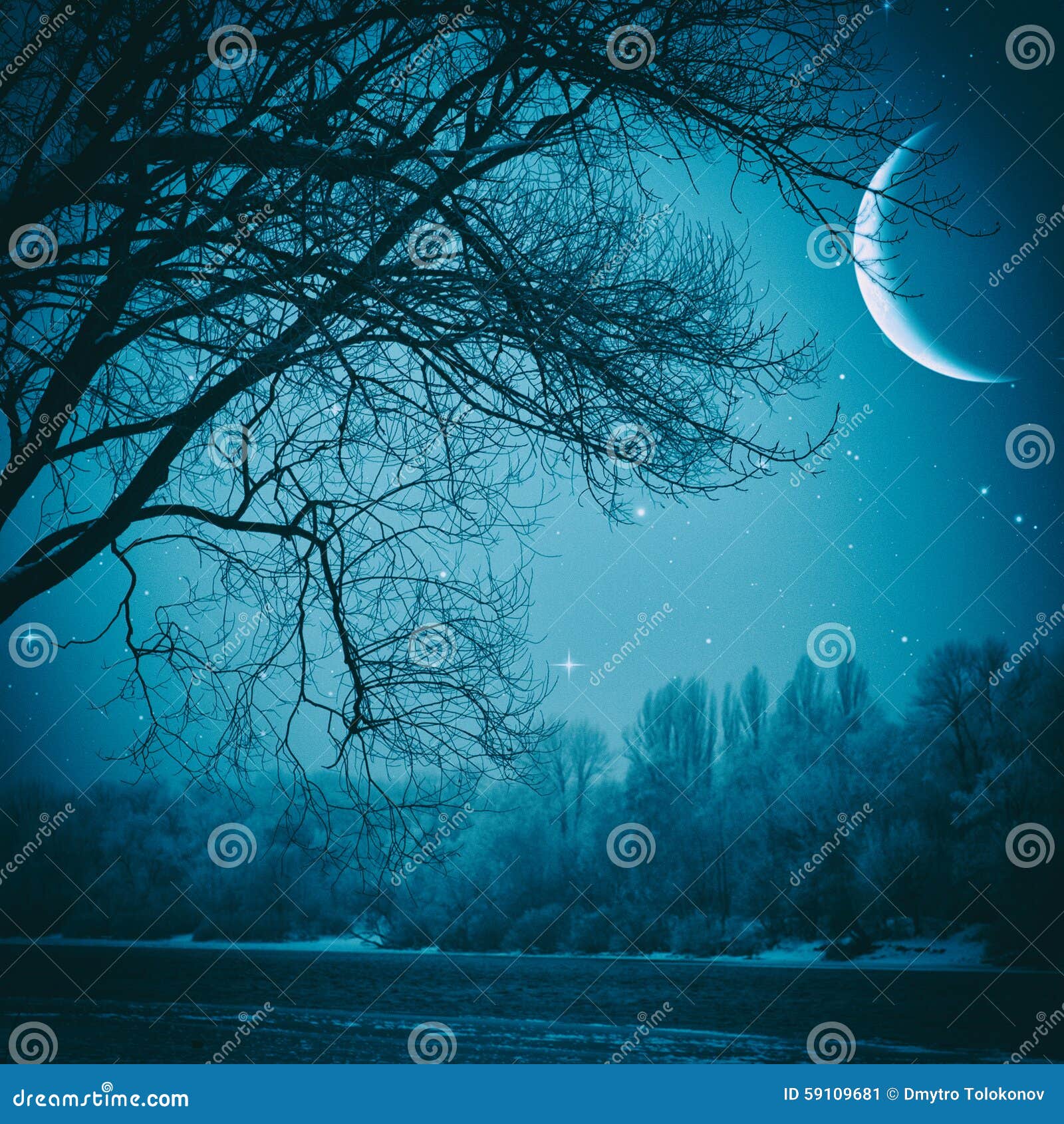 Spooky night. stock image. Image of evening, coven, river - 59109681