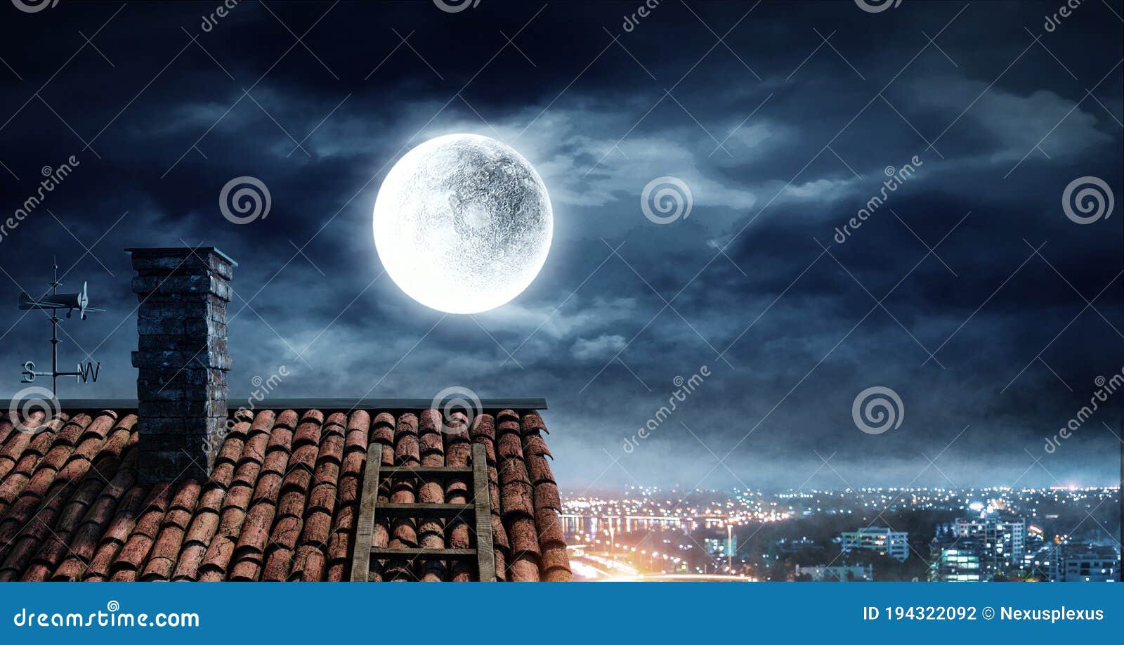 Spooky Night Image . Mixed Media Stock Photo - Image of cloudy, light ...