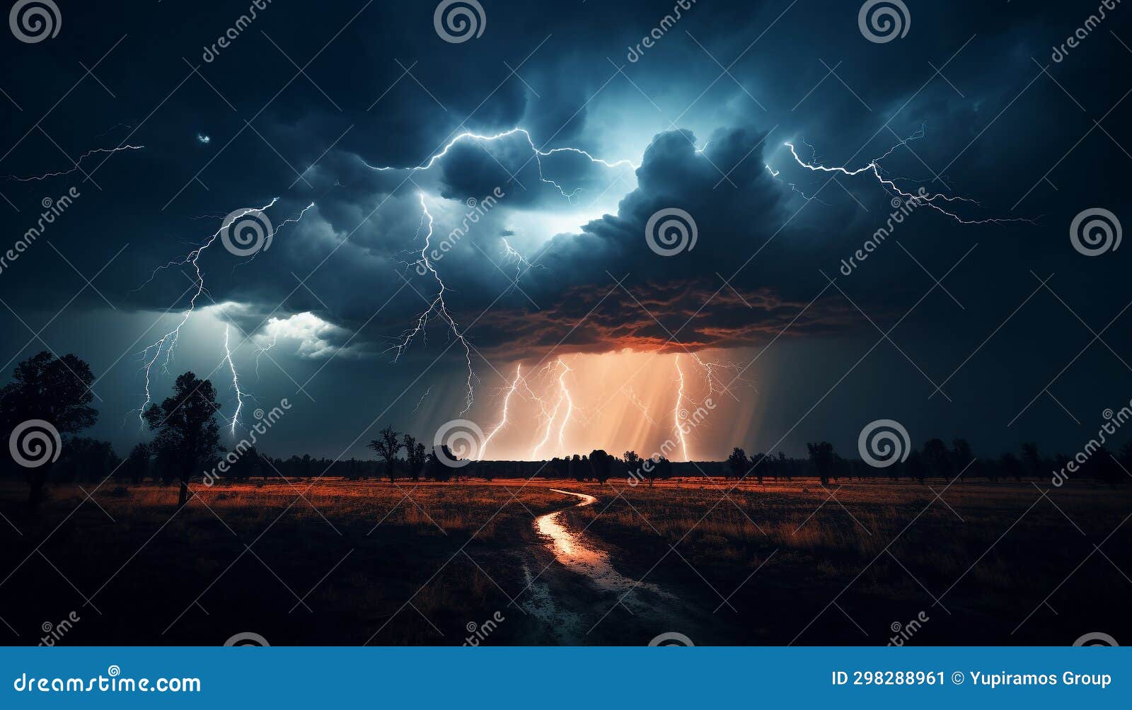 Spooky Night, Thunderstorm Awes with Forked Lightning in Dark Sky ...