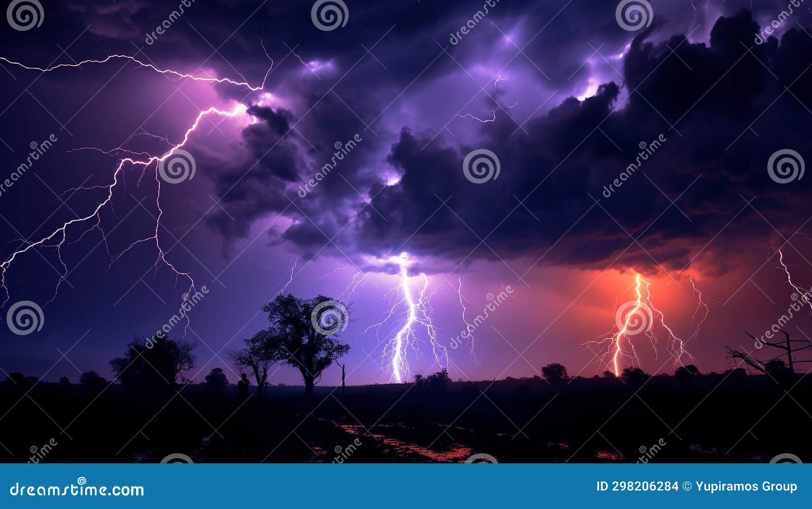 Spooky Night, Thunderstorm Electrifies Dark Sky with Forked Lightning ...