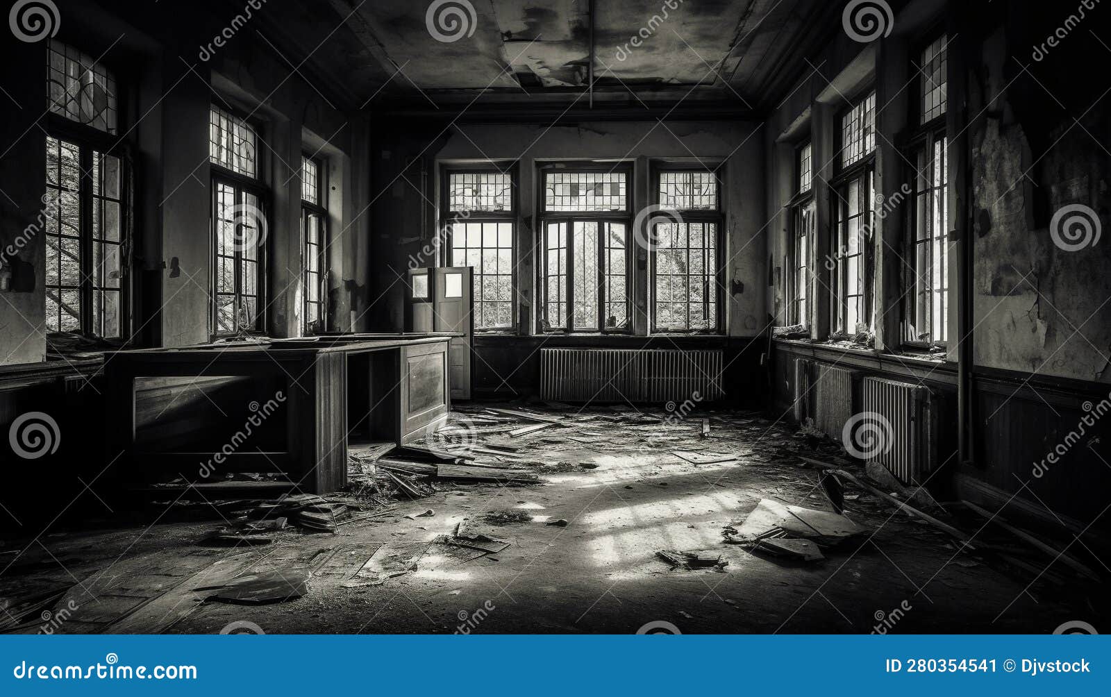 Spooky Old Factory, Burning Flame, Dark Staircase, Mysterious Abandoned ...